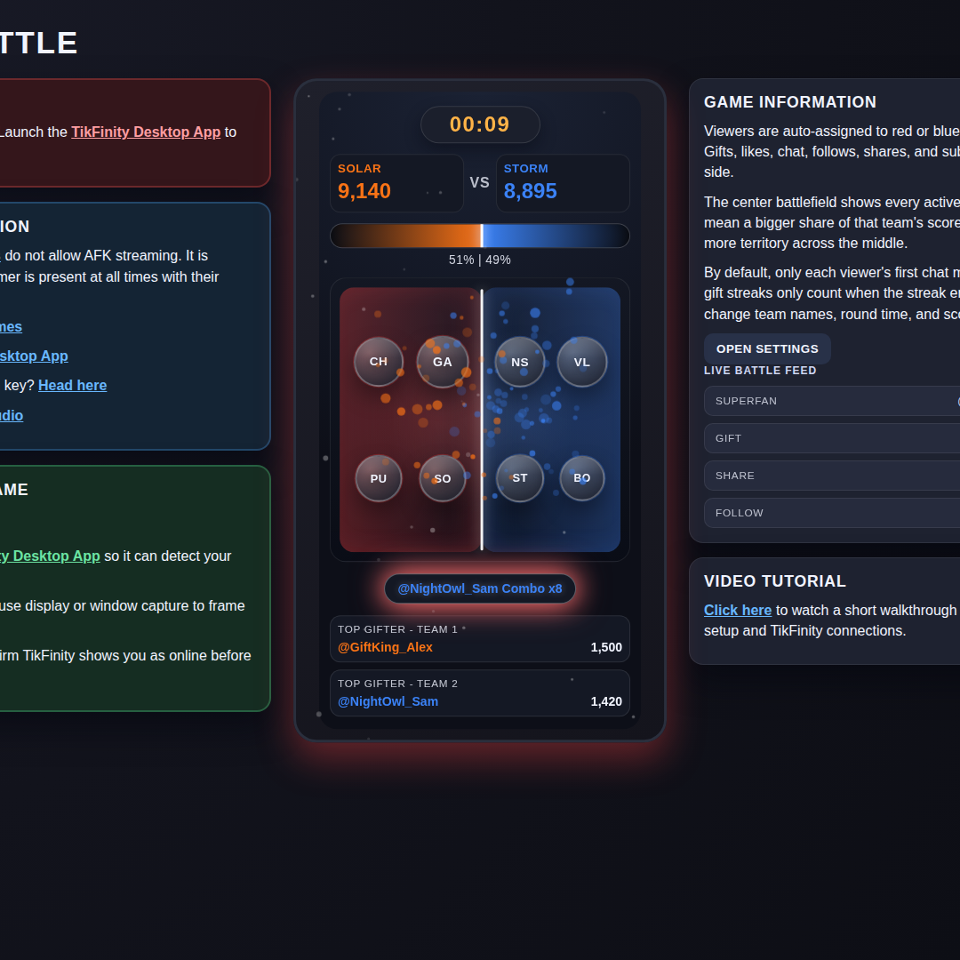 Faction Battle — Interactive TikTok LIVE Widget | TT Interactive